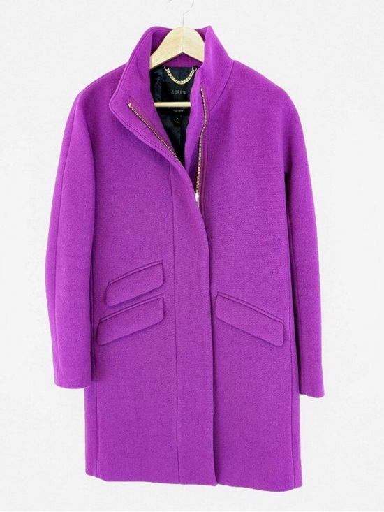 J. Crew | Jackets & Coats | J Crew Bright Purple Zipfront Wool Stadium ...